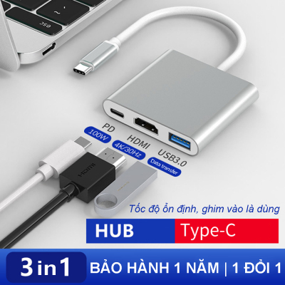 Bộ chuyển đổi Hub 3 trong 1 Type C sang USB 3.0 PD HDMI hỗ trợ truyền ...
